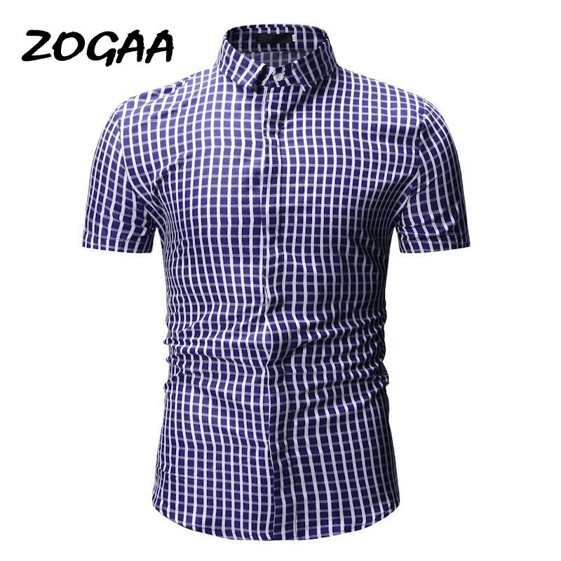 Zogaa Kleine Plaid Shirt Mannen Zomer Mannen Forme... – Grandado