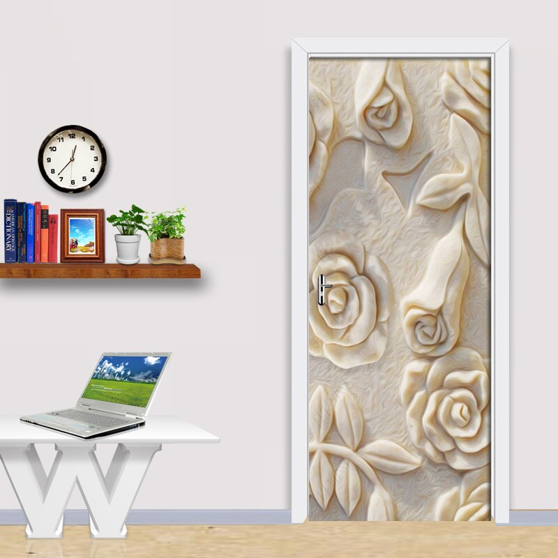 Home Decoration Door Sticker 3D Embossed Rose Wall... – Grandado