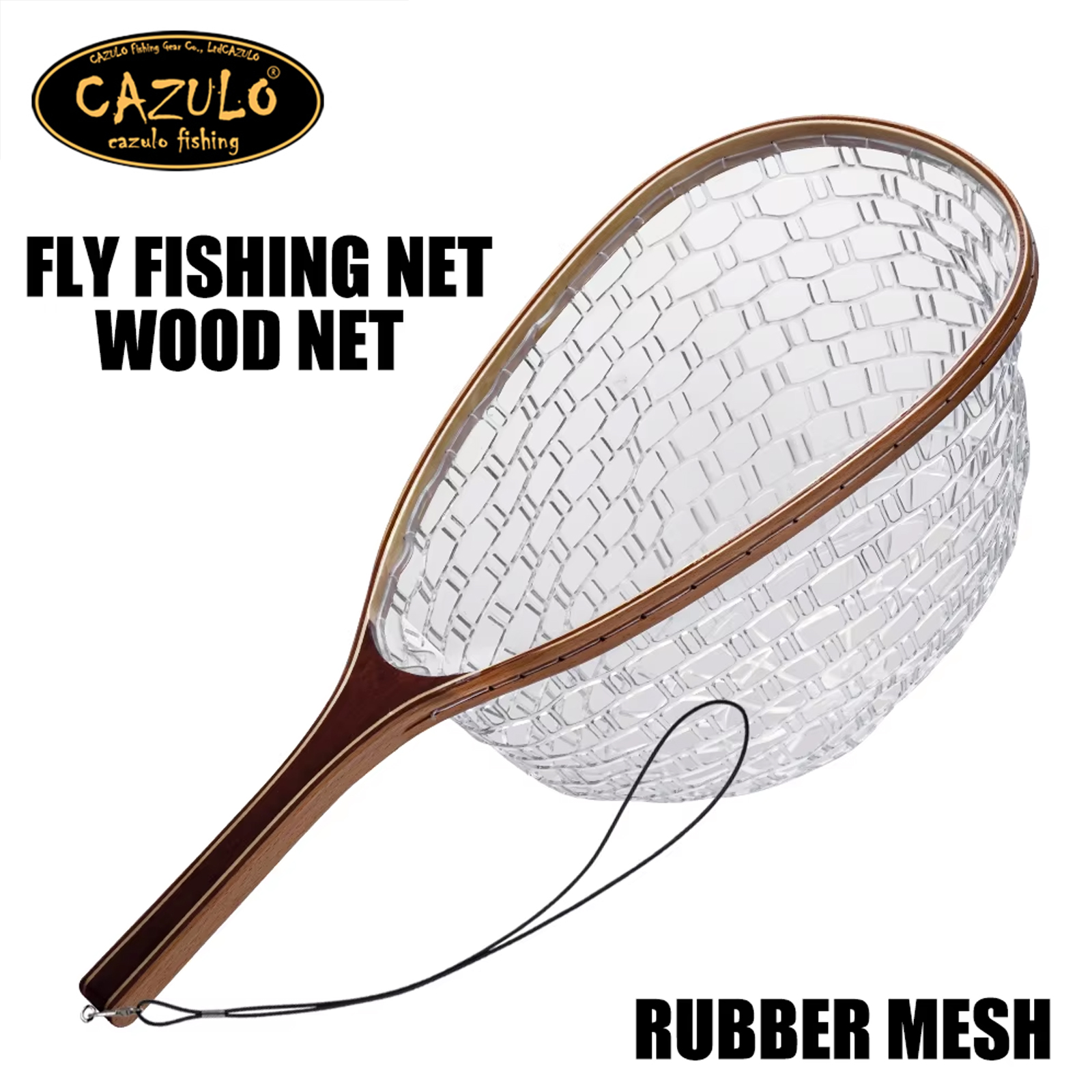 Wooden handle fishing net with rubber coating for ... – Grandado