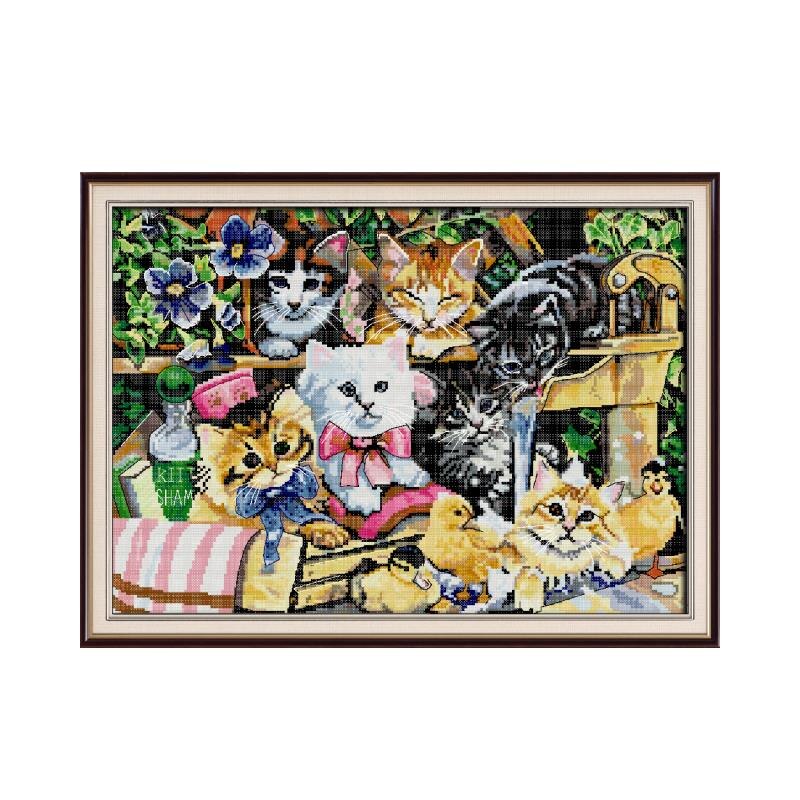 Cat familycross stitch kit aida 14ct 11ct count pr... – Vicedeal