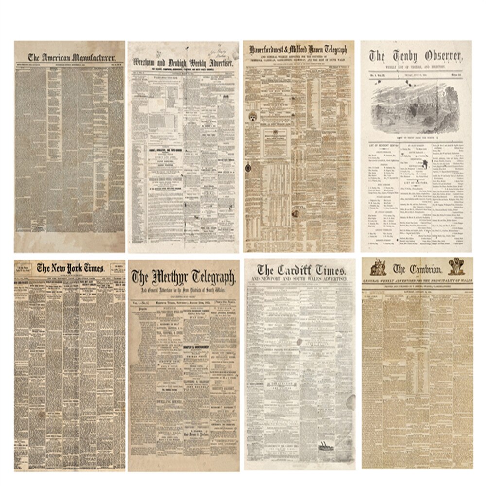 8 PCS A5 Junk Journal Big Size Retro English Newsp... – Grandado