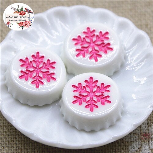 10PCS drink bottle cap snowflake Resin Cabochon im... – Vicedeal