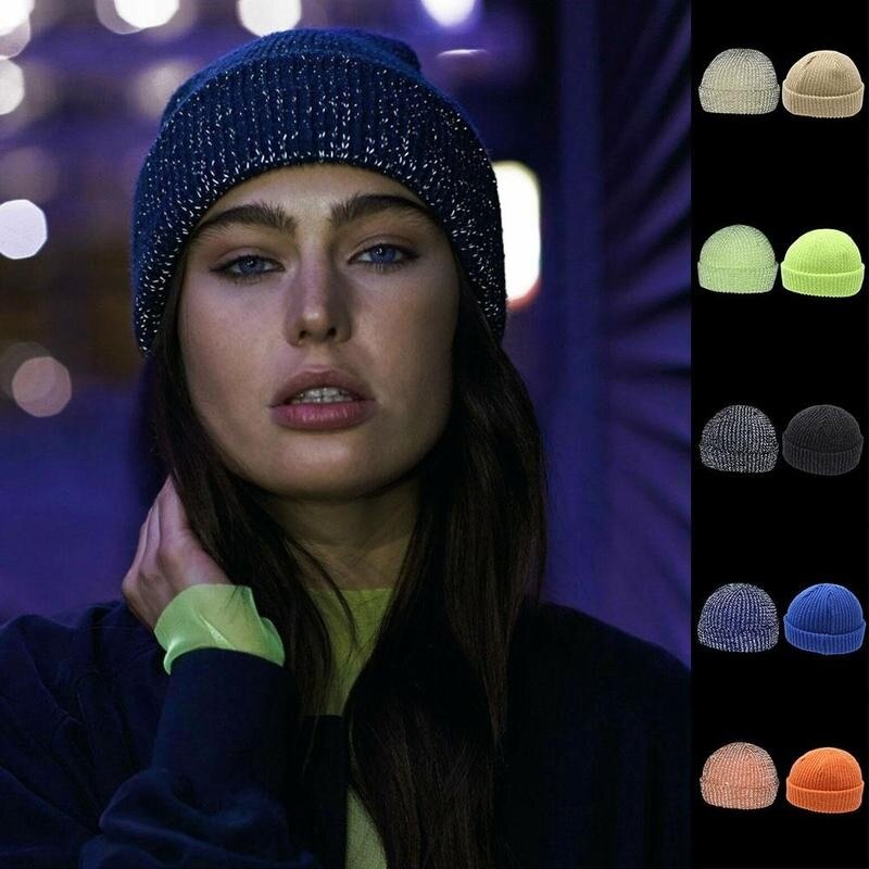 Trend Reflective Beanie Hat Skater Ski Woolly Knit... – Grandado