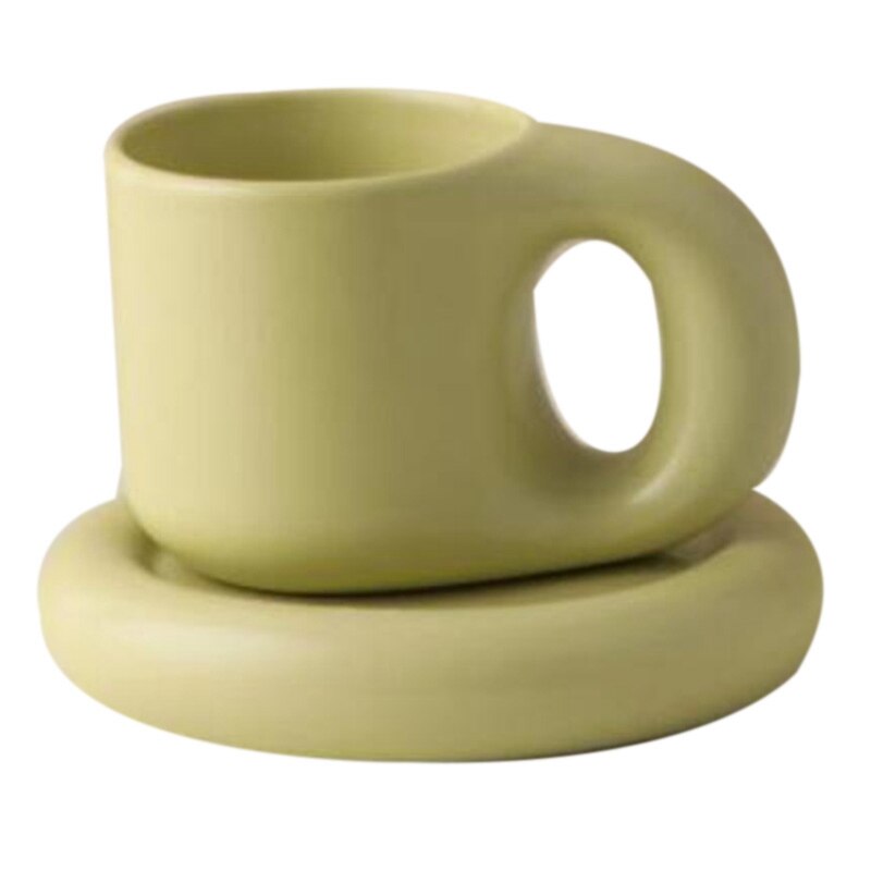 300Ml Handmade Handle Mug and Oval Plate Ceramic C... – Grandado