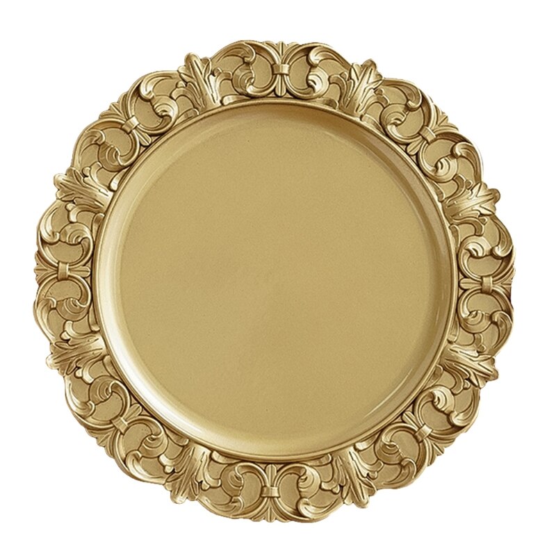 Retro Round Tea Pot Cake Storage Tray Gold Decorat... – Vicedeal