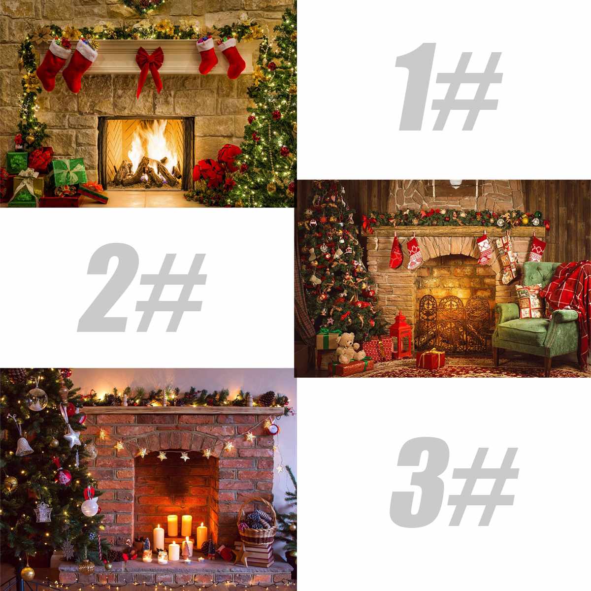 Christmas Theme Tree Sock Fireplace Party Photogra... – Grandado