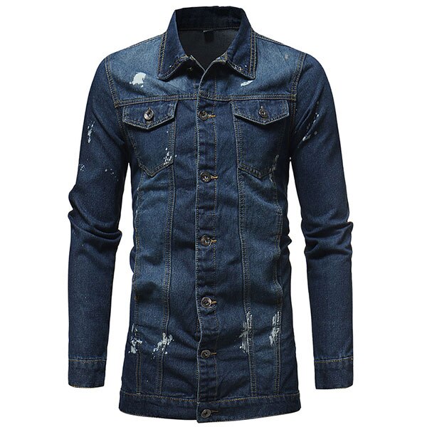 Distressed Long Length Men's Denim Trench for Man ... – Grandado