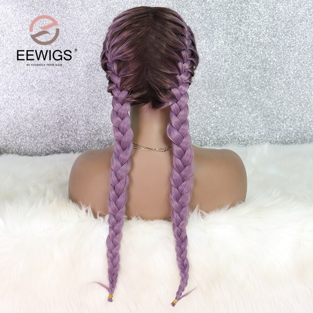 Ombre Purple Wig With Brown Roots Synthetic Lace F... – Grandado