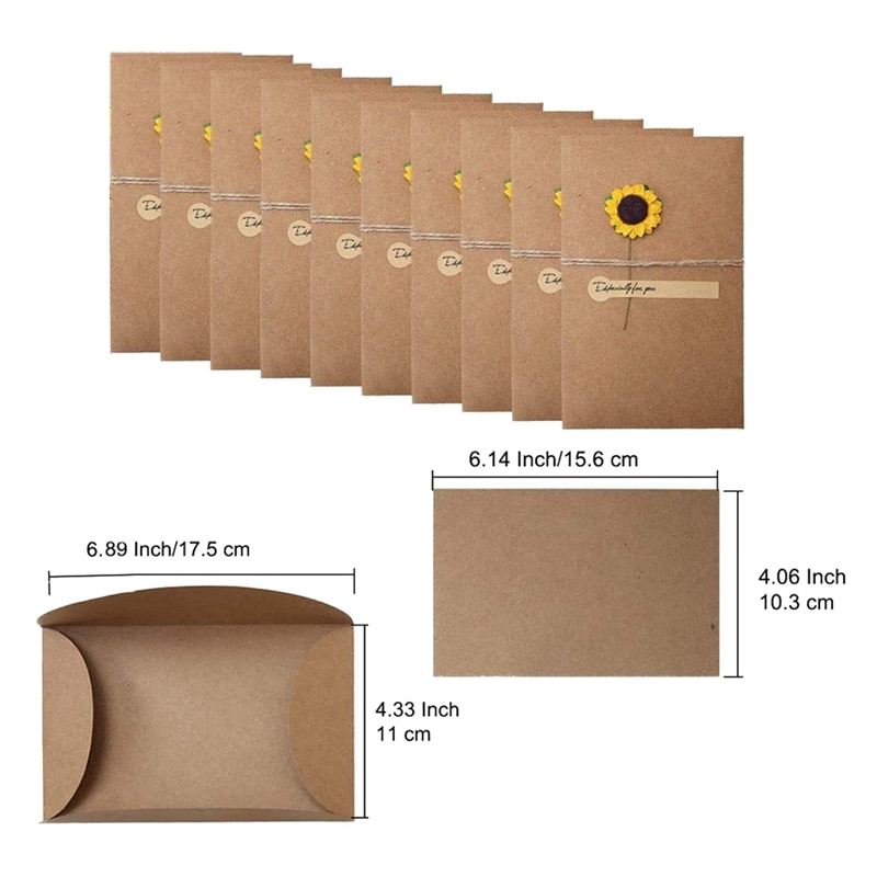 20 Pcs Handmade Greeting Cards DIY Retro Kraft Bla... – Grandado