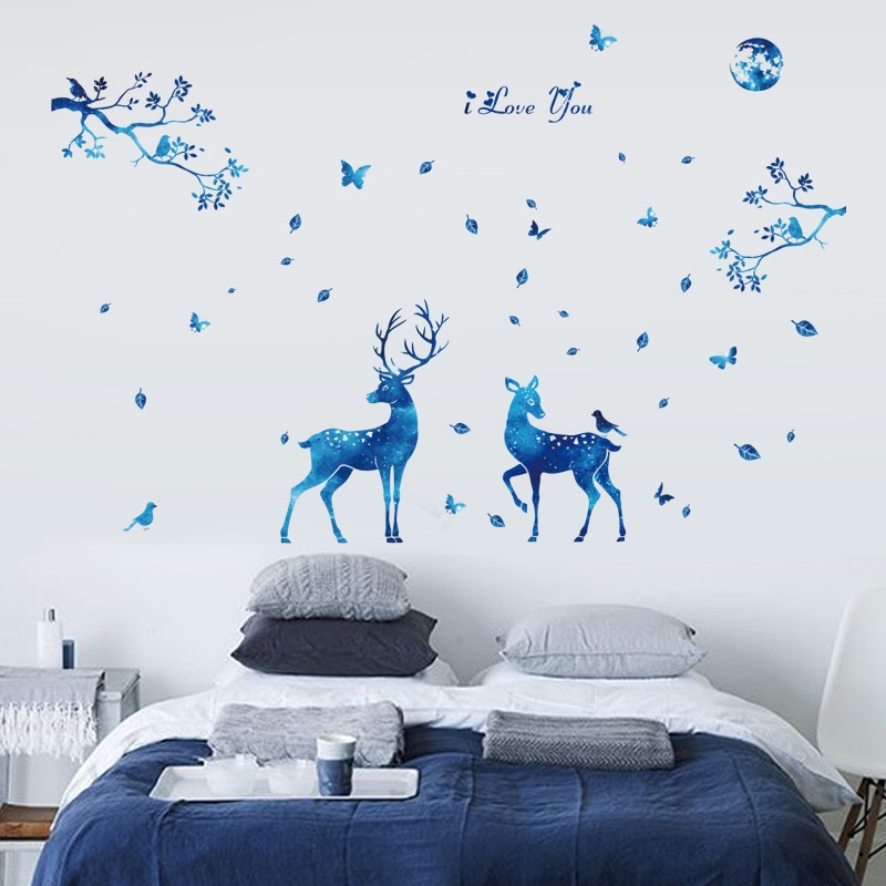 Blue Star Deer Wall Stickers Nordic Style Living R... – Vicedeal