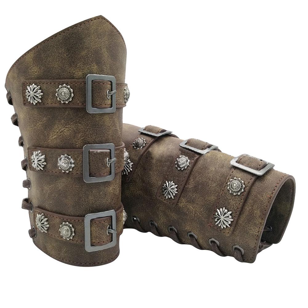 Faux Leather Wide Bracers Medieval Retro Arm Guard... – Grandado