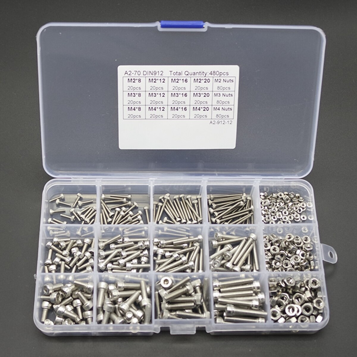 Kit de parafusos sextavados, 480 peças, conjunto d... – Vicedeal