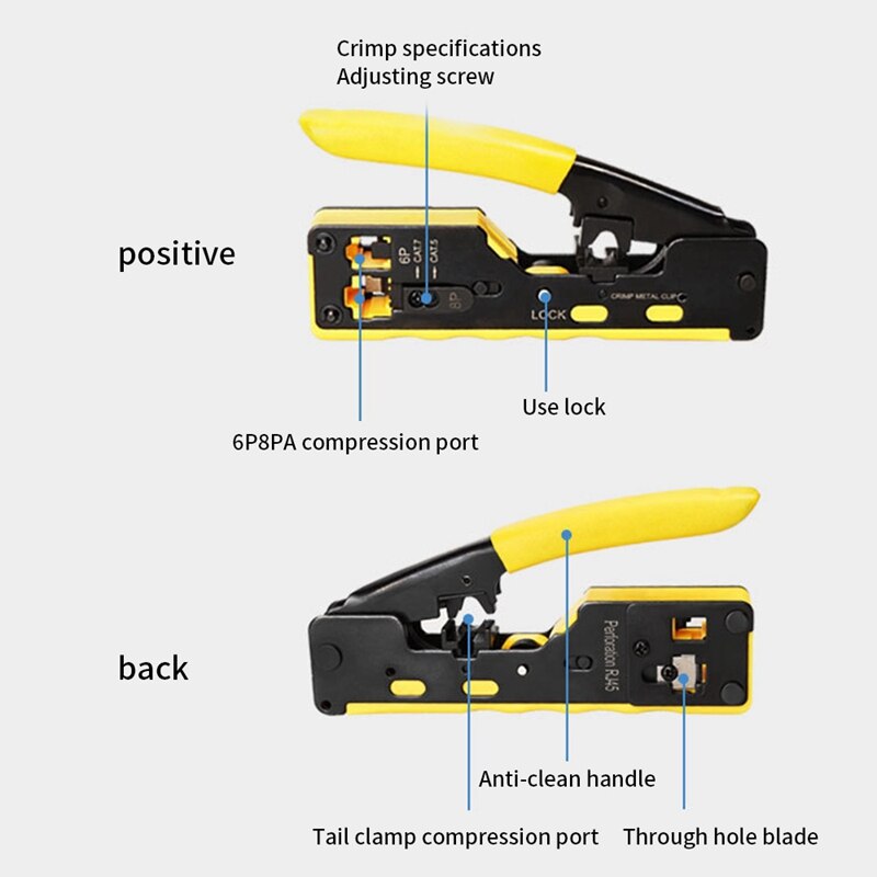 RJ45 Multi Function Crimper CAT5 CAT6 CAT7 CAT8 Et... – Grandado