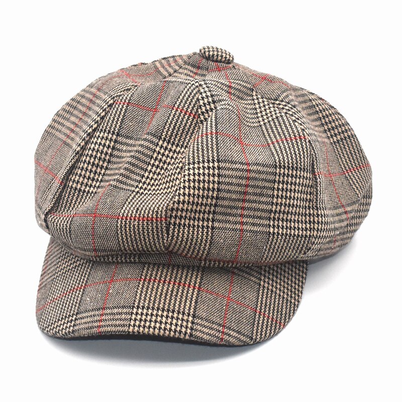 Lattice Retro Art Octagonal Hat Female Spring And ... – Grandado