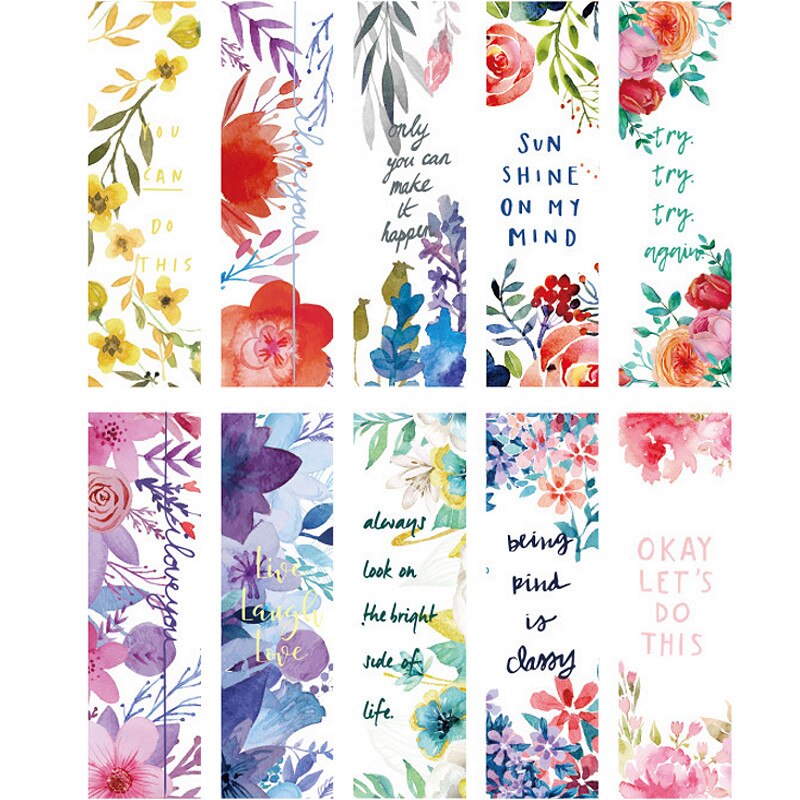 30Pcs Beautiful Flowers Bookmarks Kawaii Message C... – Grandado