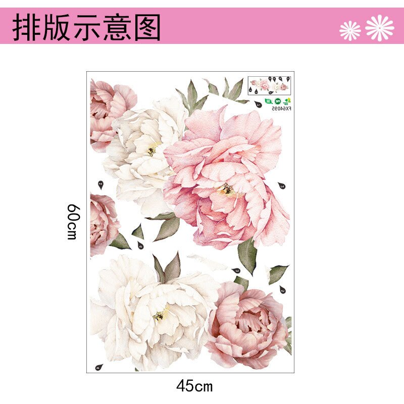 1PCS 3D Peony Wall Stickers Rose Peony For Living ... – Grandado