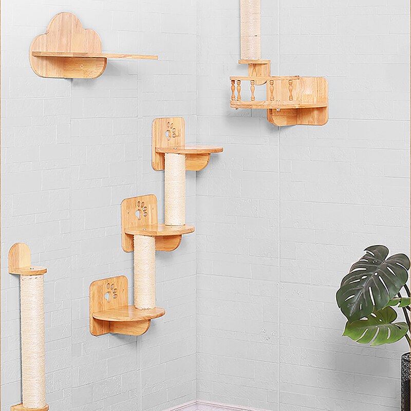 Wall-mounted Cat Climbing Frame Solid Wood Wall Sp... – Vicedeal