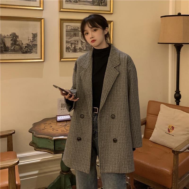 Blazers dames verdikt retro geruit herfst basic vi... – Vicedeal