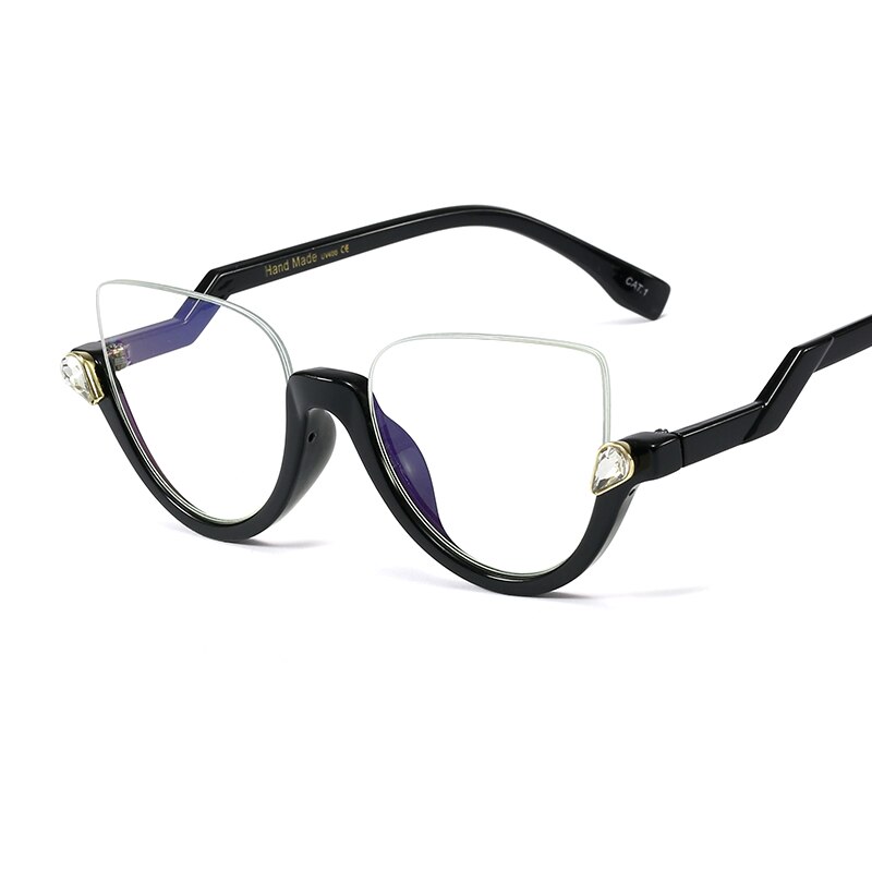 Trendy Glasses Frame Women Half Frame Black Anti B... – Grandado