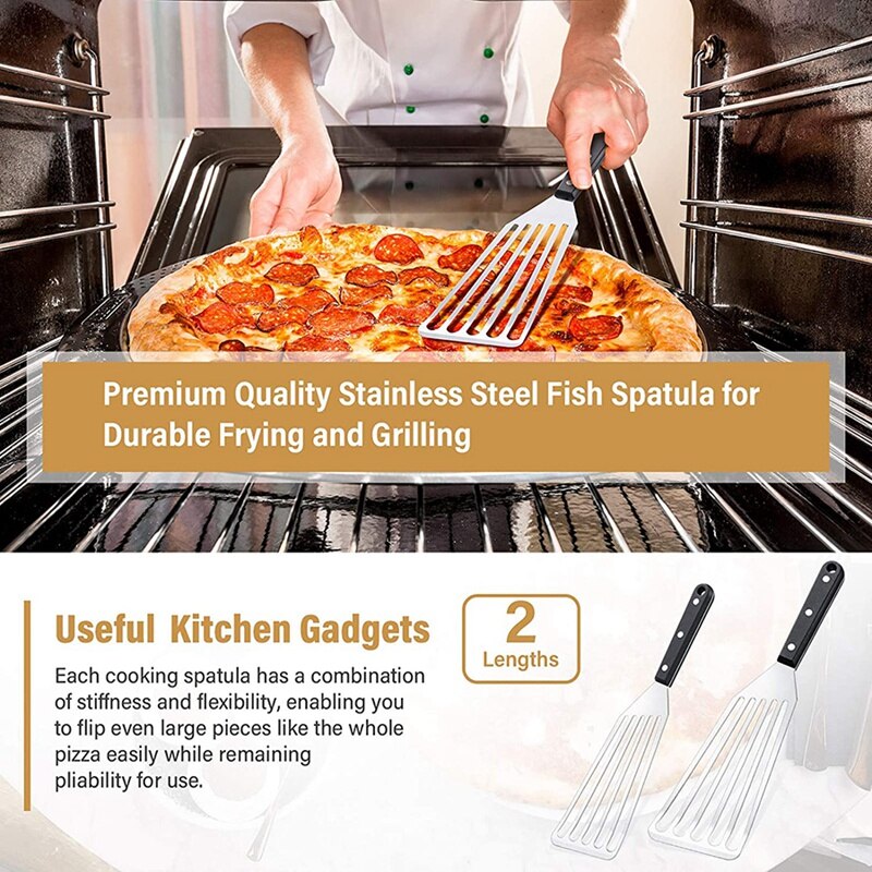 2 Pieces Slotted Fish Spatulas Wide Thin,Curved Ki... – Grandado