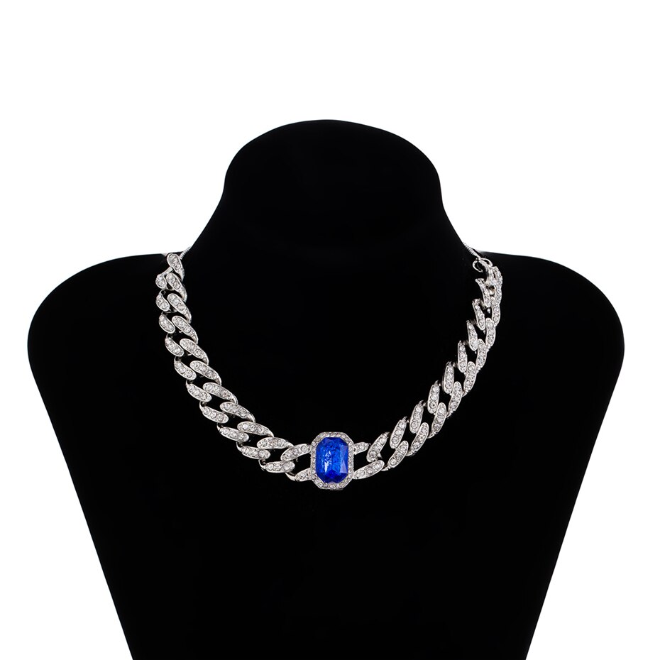 Multi Color Rhinestone Choker Necklace Jewelry Col... – Grandado