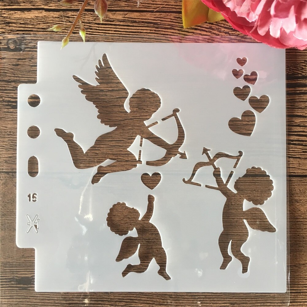 14*13cm Cupid Angel DIY Layering Stencils Wall Pai... – Grandado