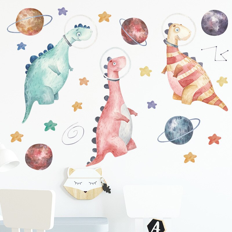 Dinosaur Wall Stickers Rainbow Pink Purple Nursery... – Grandado
