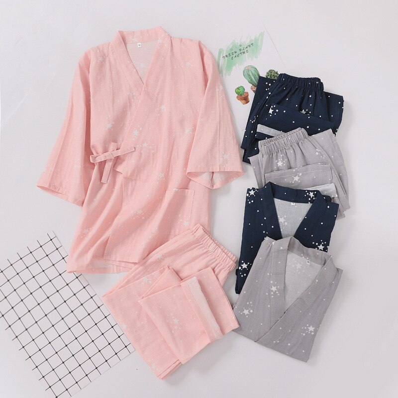 Couple Japanese Style Cotton Gauze Kimono Yukata M... – Grandado