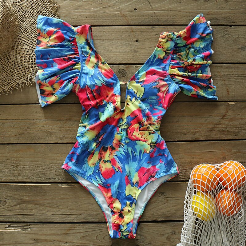 Sexy One-Pieces Swimsuit Shoulder Ruffle Swimwear ... – Grandado