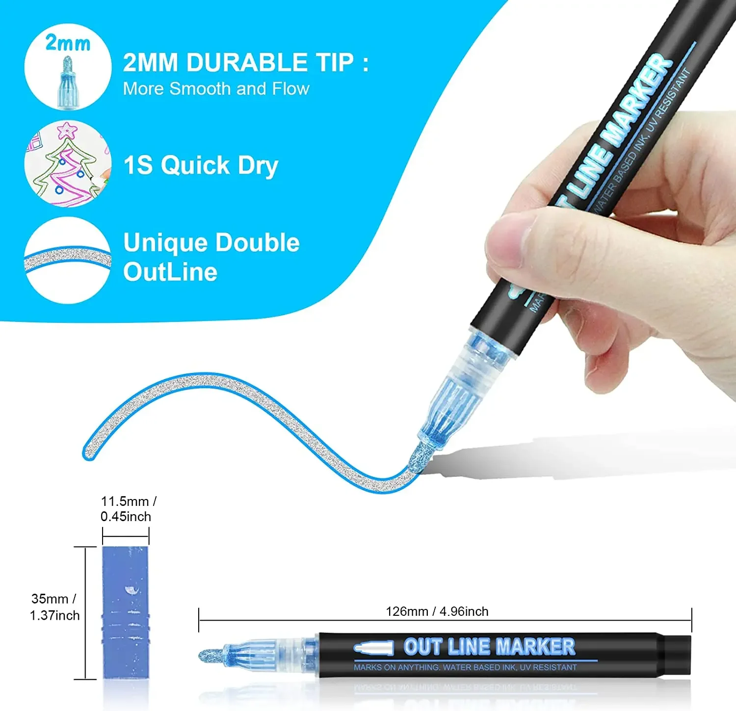 36 Color Double Line Outline Art Pen Marker Pen DI... – Grandado