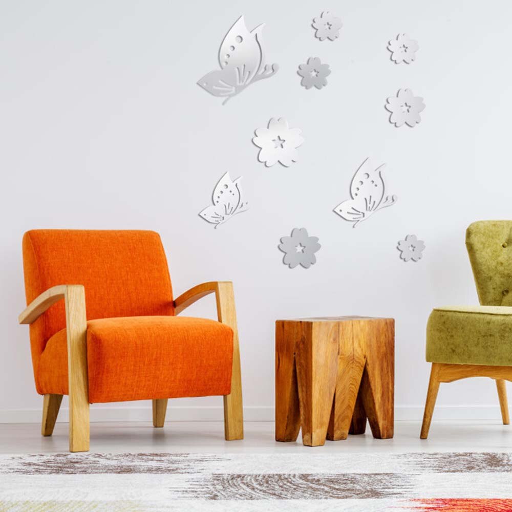 Mirror Stickers Plastic Butterfly Floral 3D Wall M... – Vicedeal