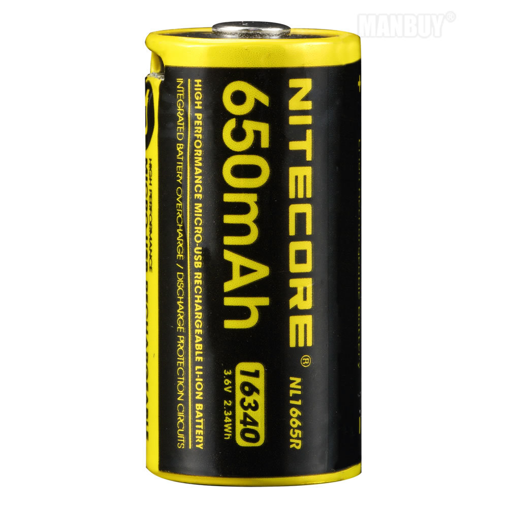 NITECORE NL1665R 650mAh 16340 CR123 Built-in USB C... – Grandado