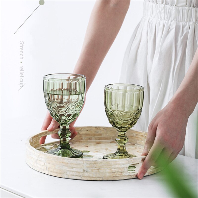 French Relief Lead-free Glass Cup Round Goblet Ins... – Grandado