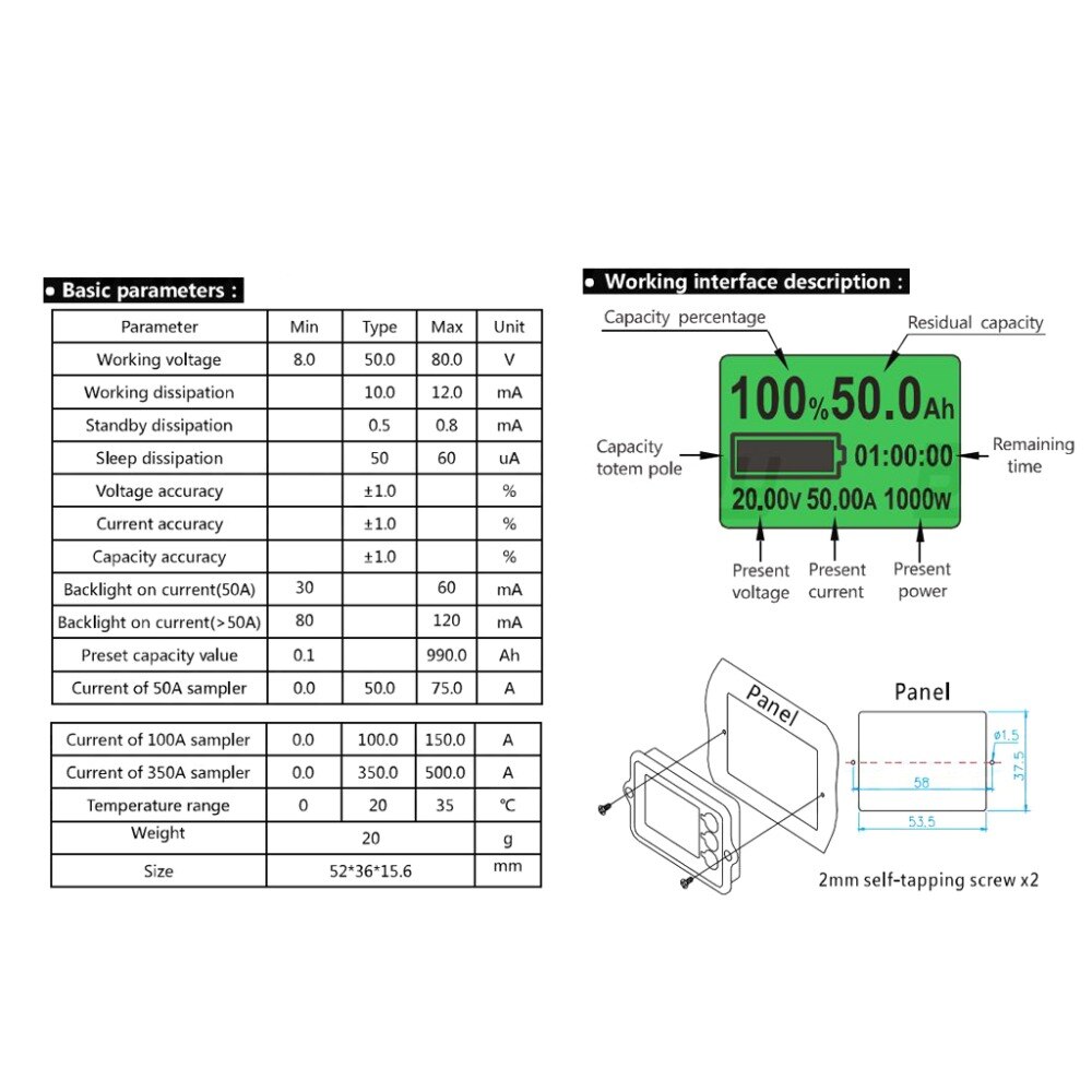 Aneng 80v 350a tk15 precisionsbatteritestare för l... – Vicedeal