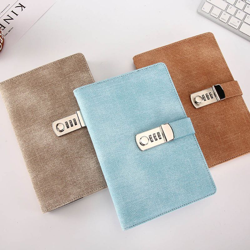 A5 Notebook with Password Lock Leather Agenda Diar... – Grandado
