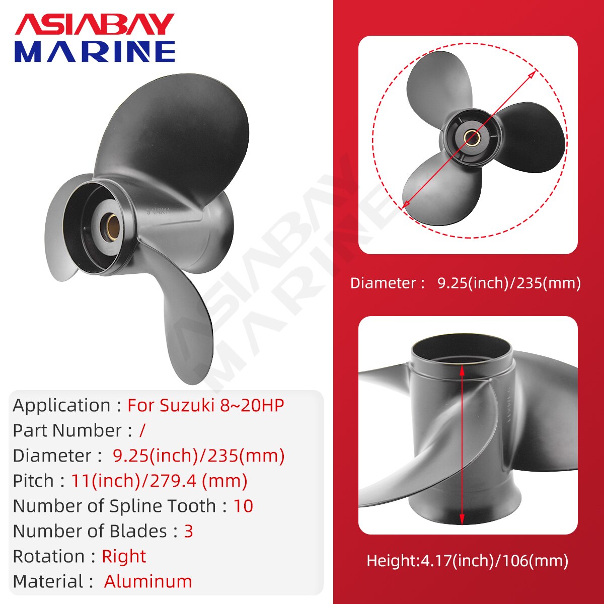 Buitenboordmotor Propeller Voor Suzuki 8hp 9.9hp 1... – Vicedeal