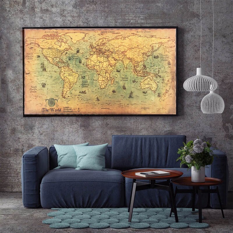 Vintage World Navigation Map Wall Sticker Old Char... – Grandado