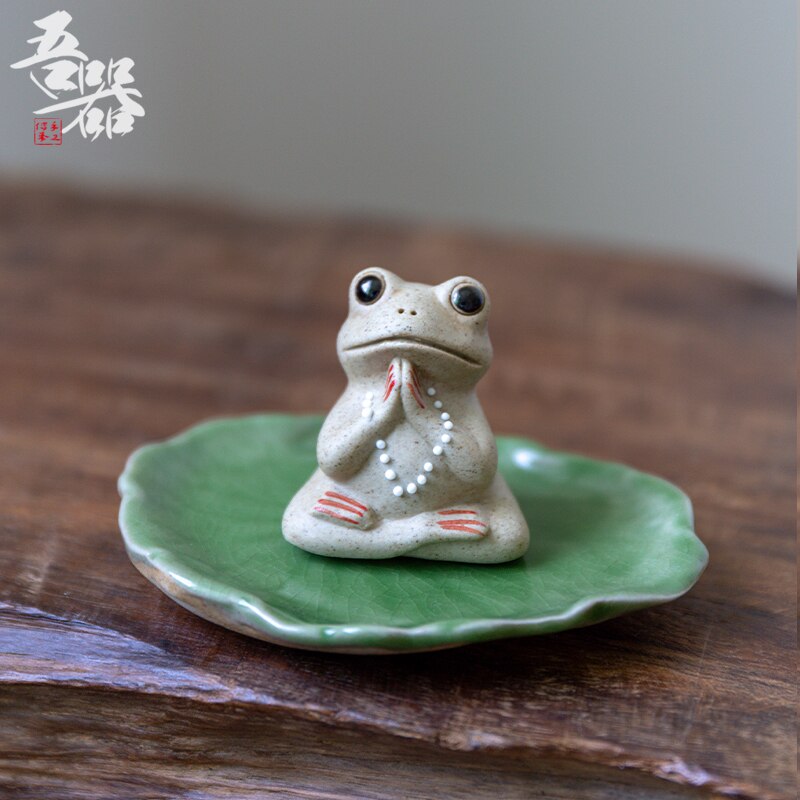 Heminredning keramik groda liten te husdjur zen pr... – Grandado
