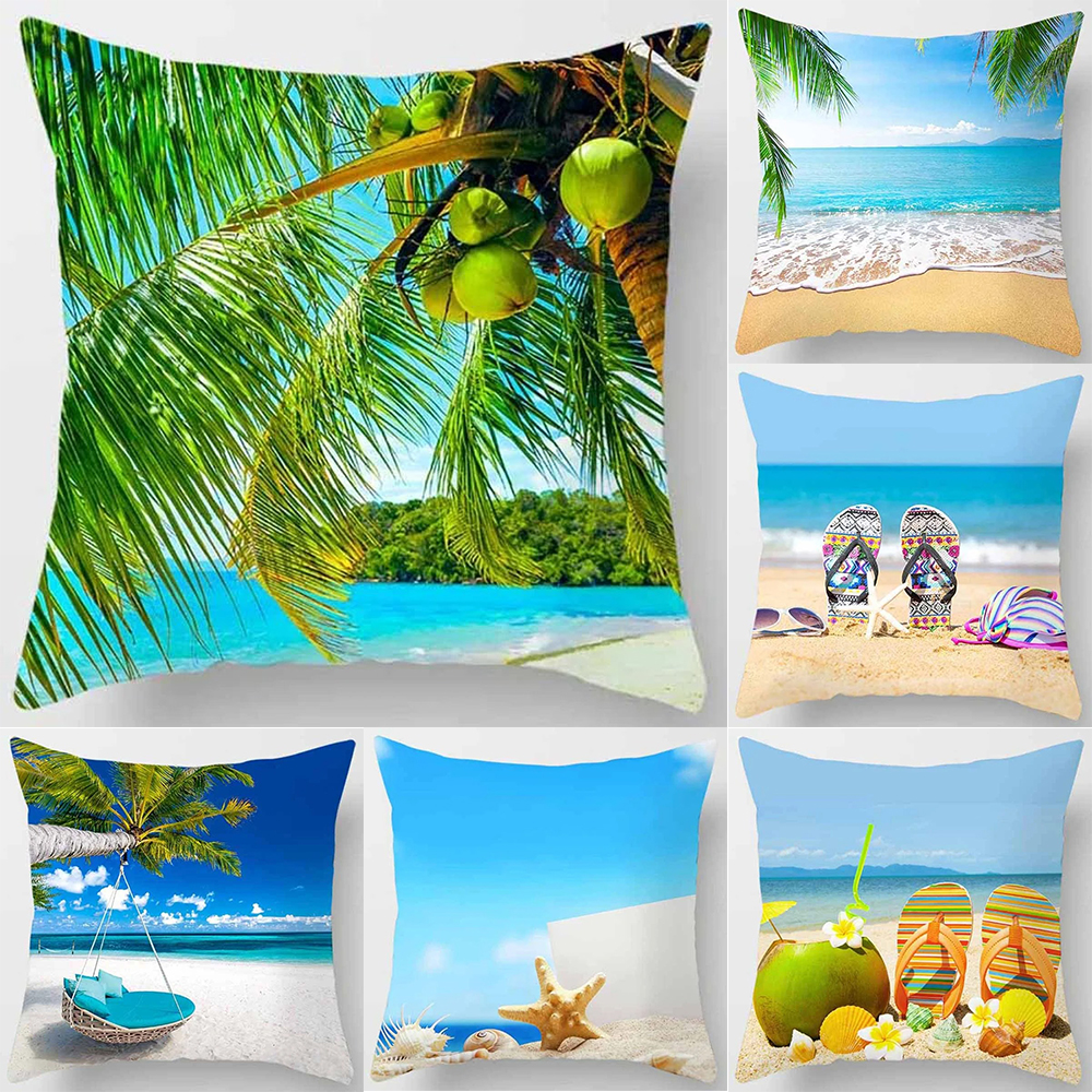 40x40 cm Polyester Beach Landscape Print Pillow Ca... – Vicedeal