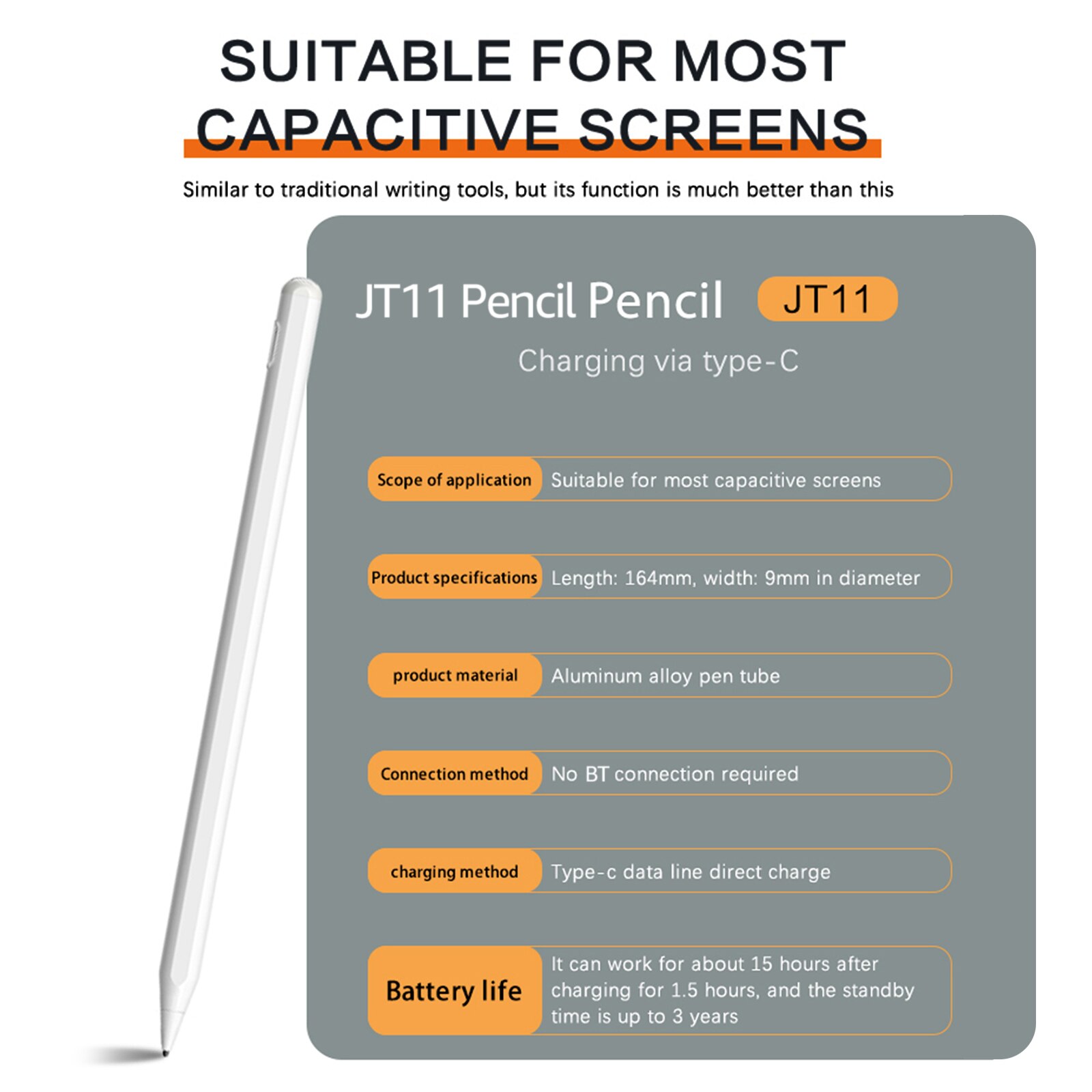 JT11 Stylus Pen Active Capacitive Pencil Compatibl... – Grandado