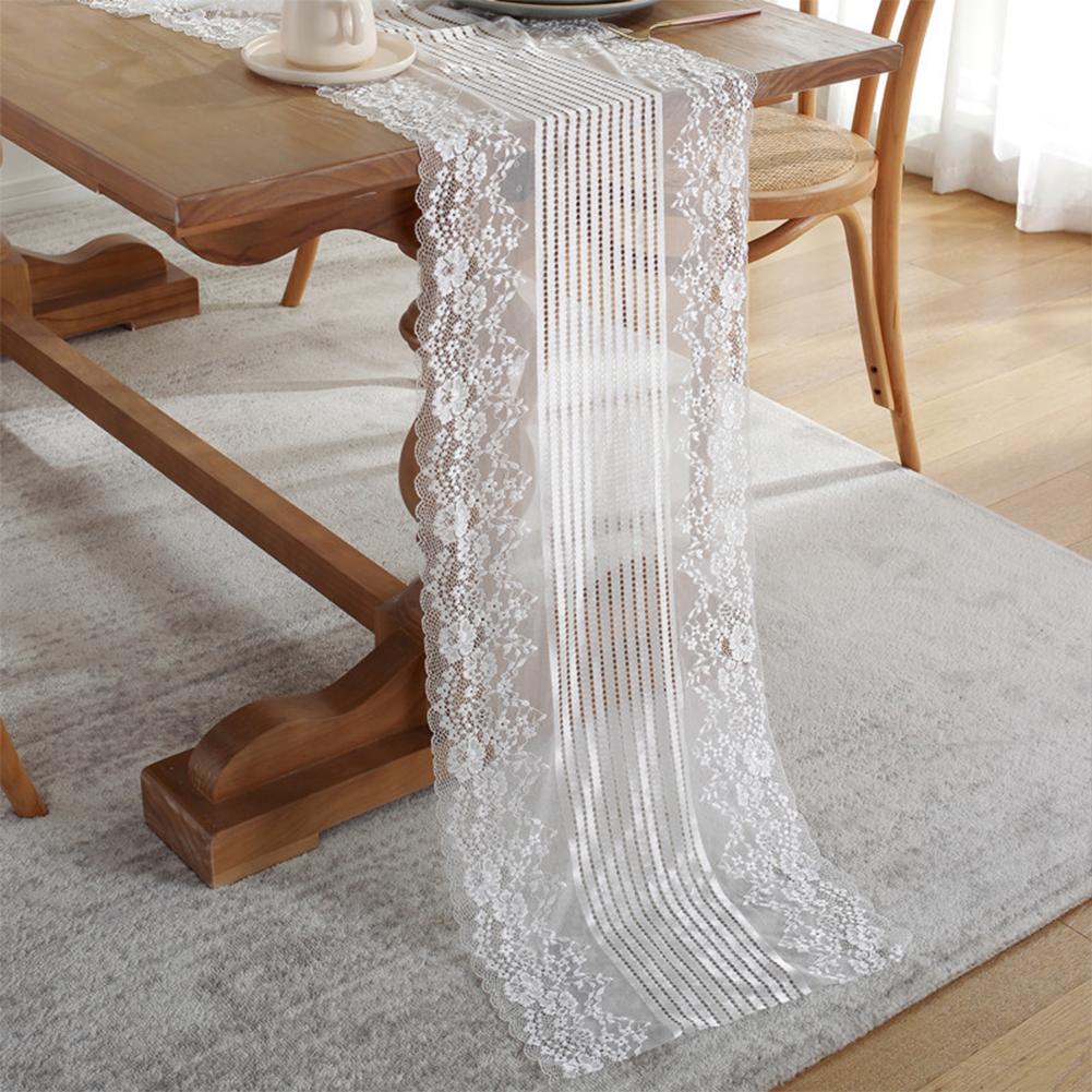 1PC French Romantic Lace Table Runner White Black ... – Grandado