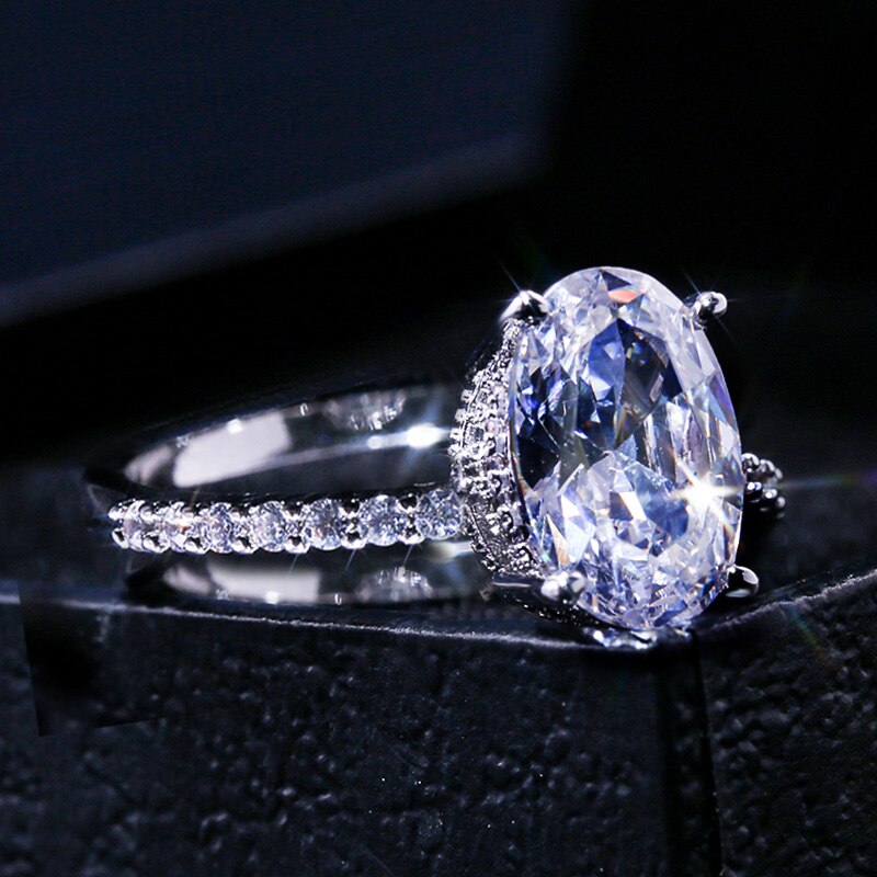 Oval Finger Ring Band Dazzling Brilliant CZ Stone ... – Grandado