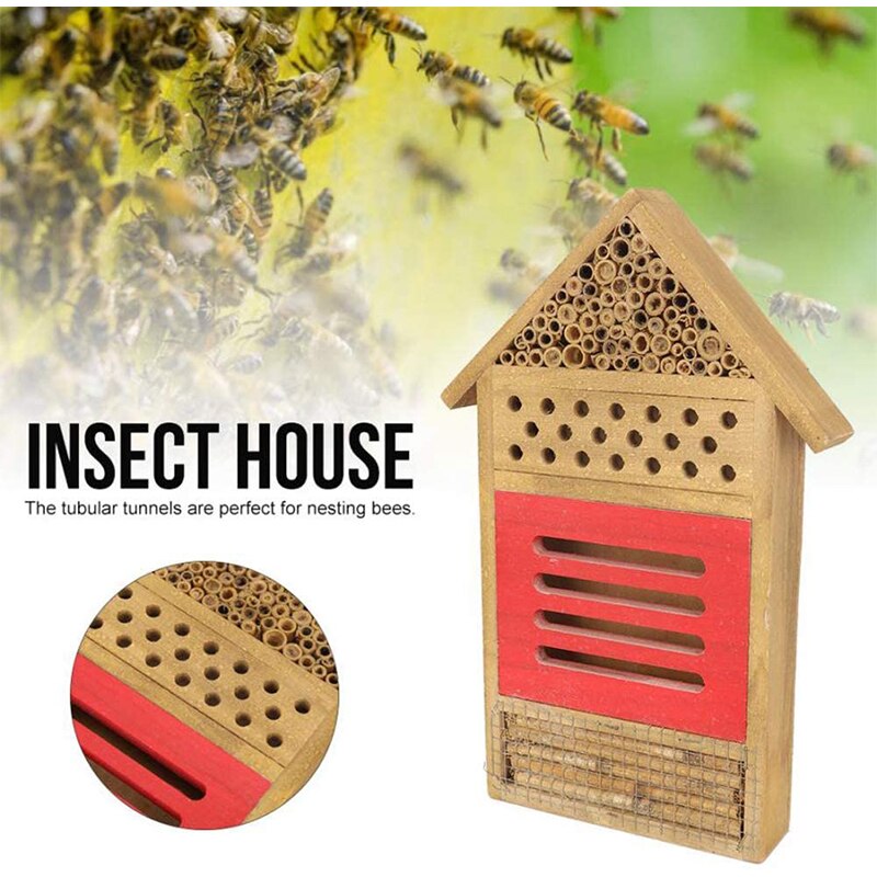 Insect House Natural Wooden Bee Hotel Butterfly Ha... – Grandado