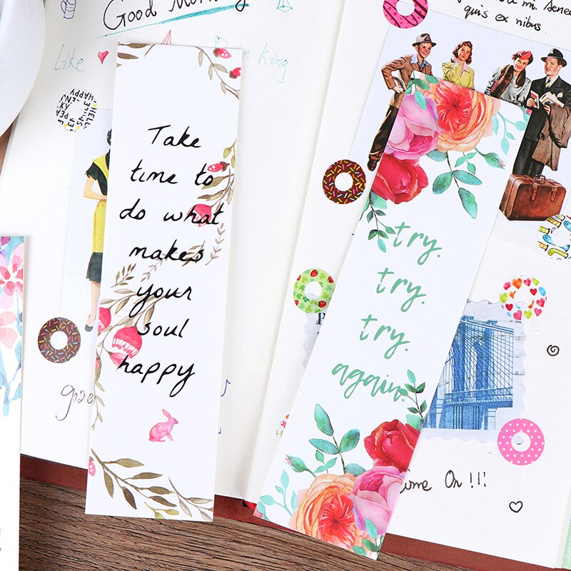 30Pcs/set Beautiful Flowers Bookmarks Message Card... – Grandado