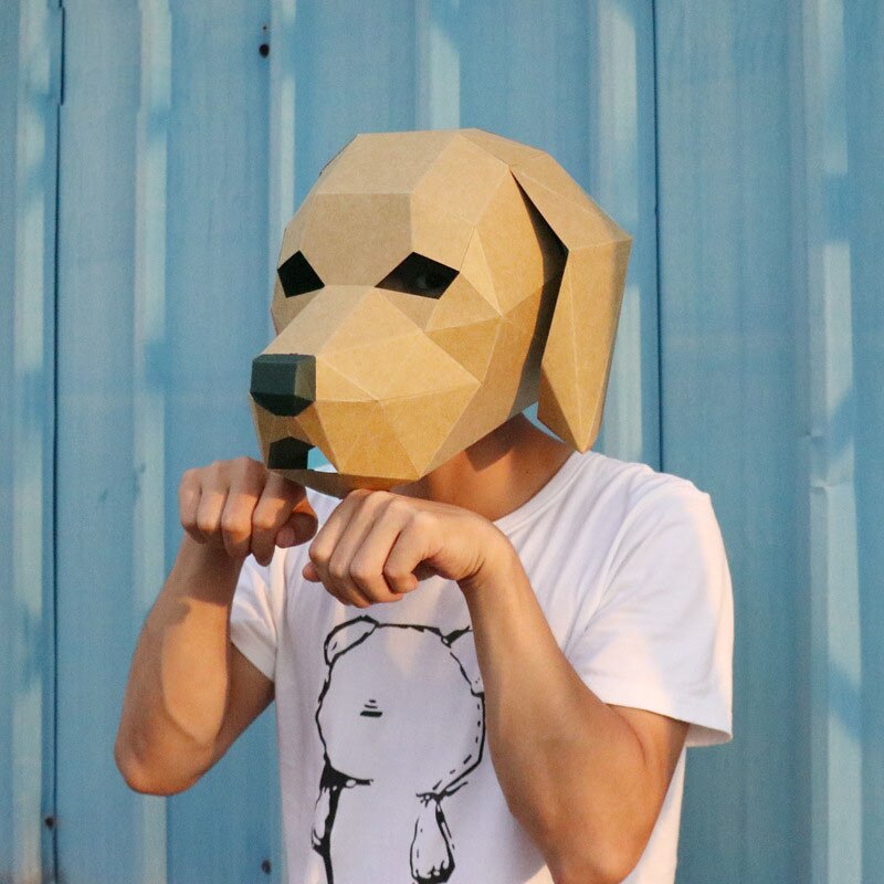 Funny DIY Labrador Dog Head 3D Paper Mask Headgear... – Grandado