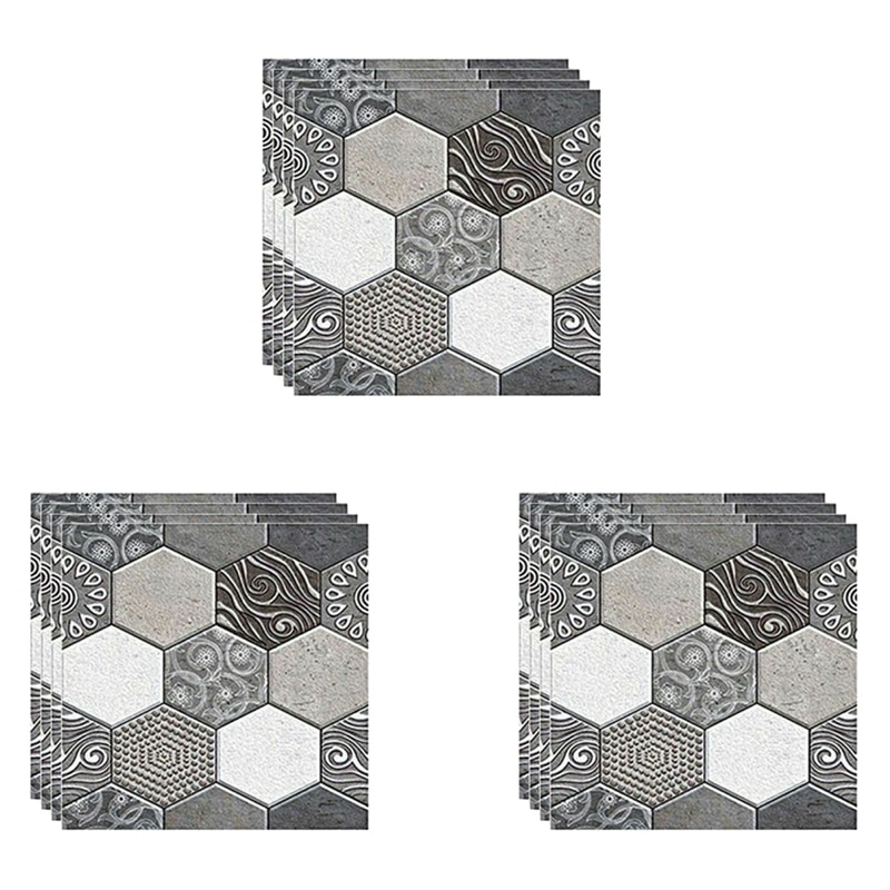 12 Pcs Wall Tile Sticker Home Bathroom Kitchen Bri... – Vicedeal