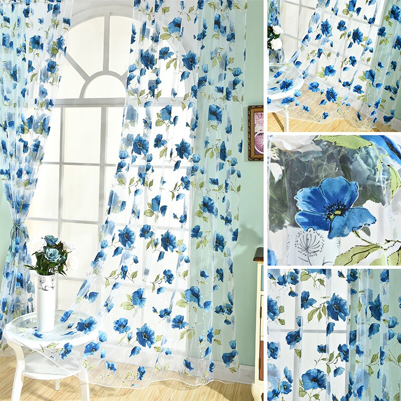 Floral Sheer Curtains For Living Room Bedroom Colo... – Grandado