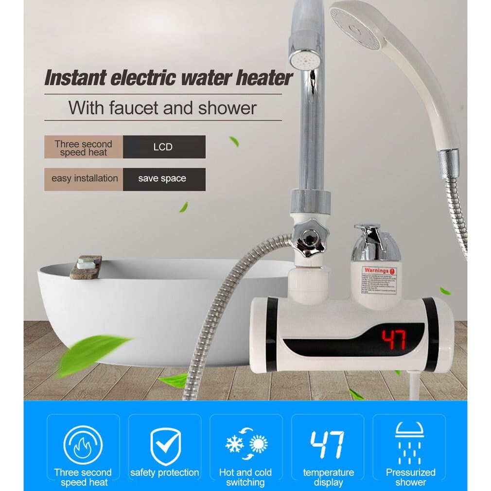 Temperature Display Instant Water Tap Digital Electric Faucet Tankless ...