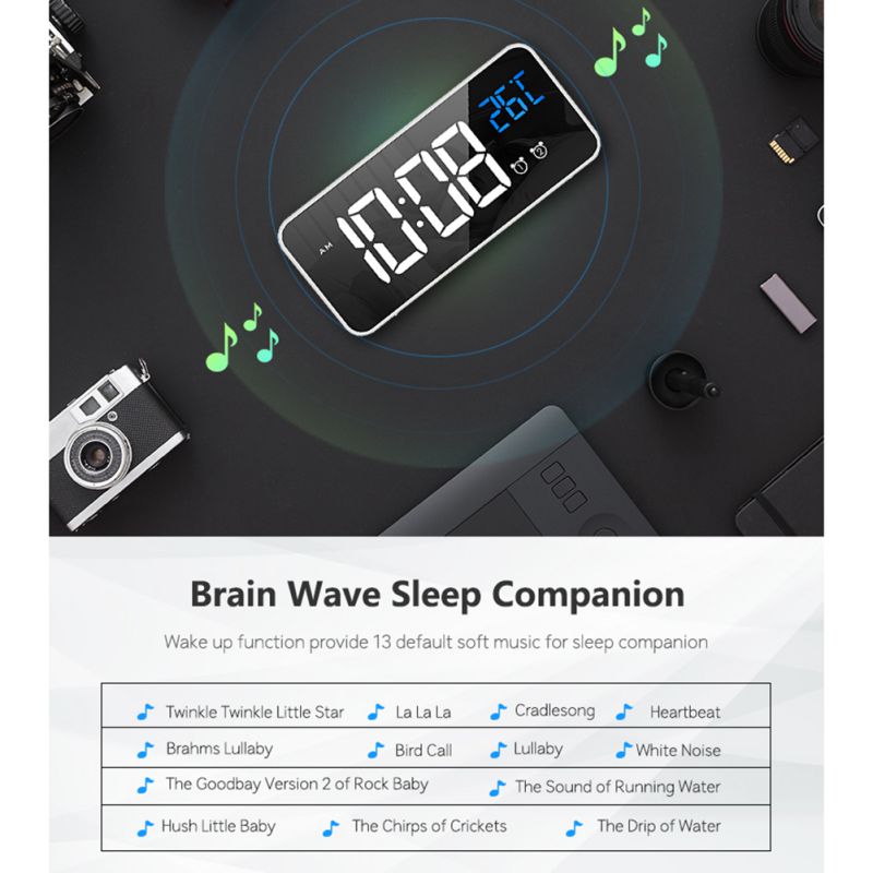 Electronic Digital Mirror LED Display Alarm Clock ... – Vicedeal