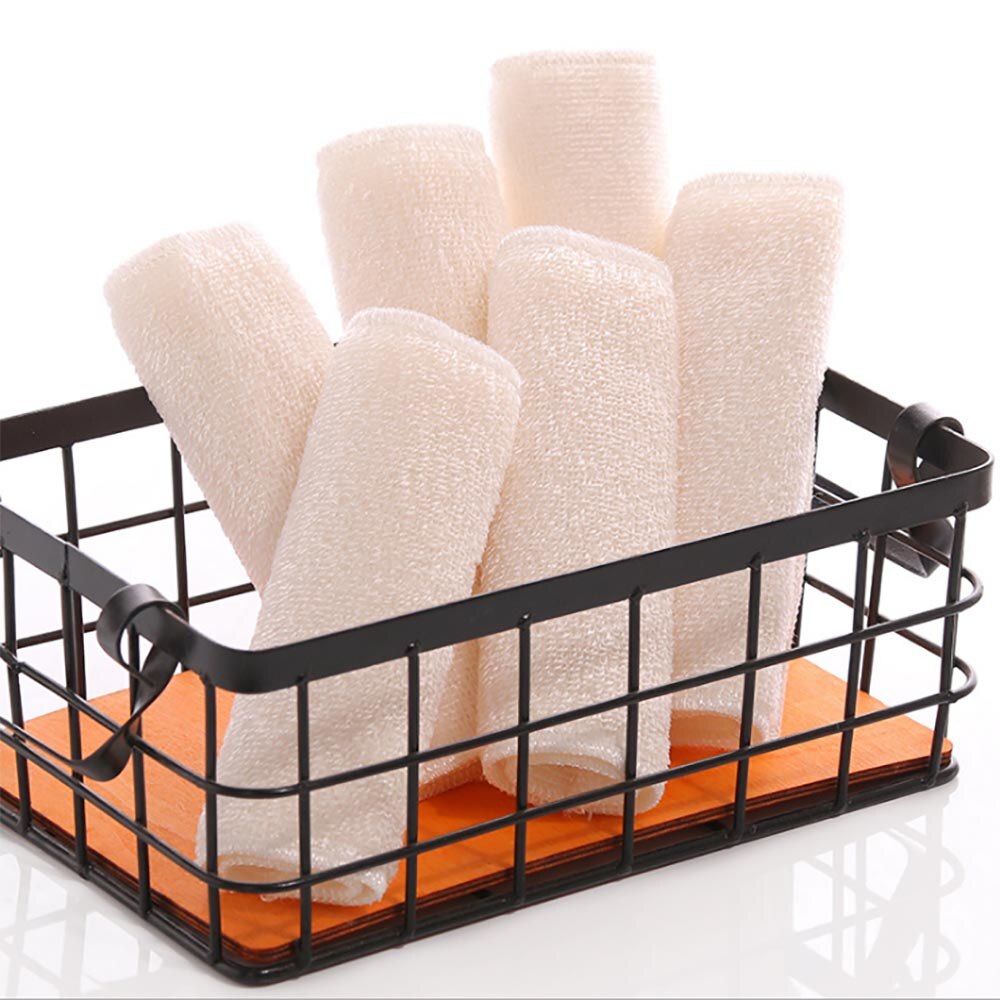 Reusable bamboo fiber dish cloth, a set of 6 white... – Grandado